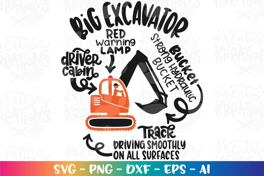 Big Excavator SVG Anatomy Truck Description Template Boy Kids Print ...