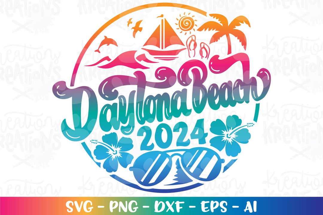 Daytona Beach Svg Summer Beach Emblem 2024 Florida Print Iron on Color ...