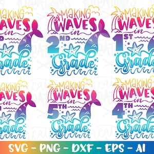 Back to School Bundle Mermaid Svg Making Waves in PREK 1st 6th Grade ...