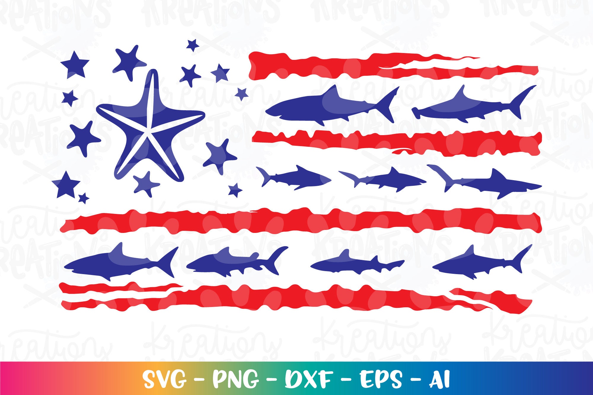 Shark Flag Usa Flag Distress Svg Patriotic Sharks Clipart Print Iron on ...