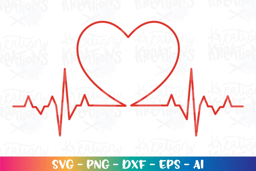 Love Heart Heartbeat Svg Heartbeat Valentine's Day Nurse Cut File Love ...