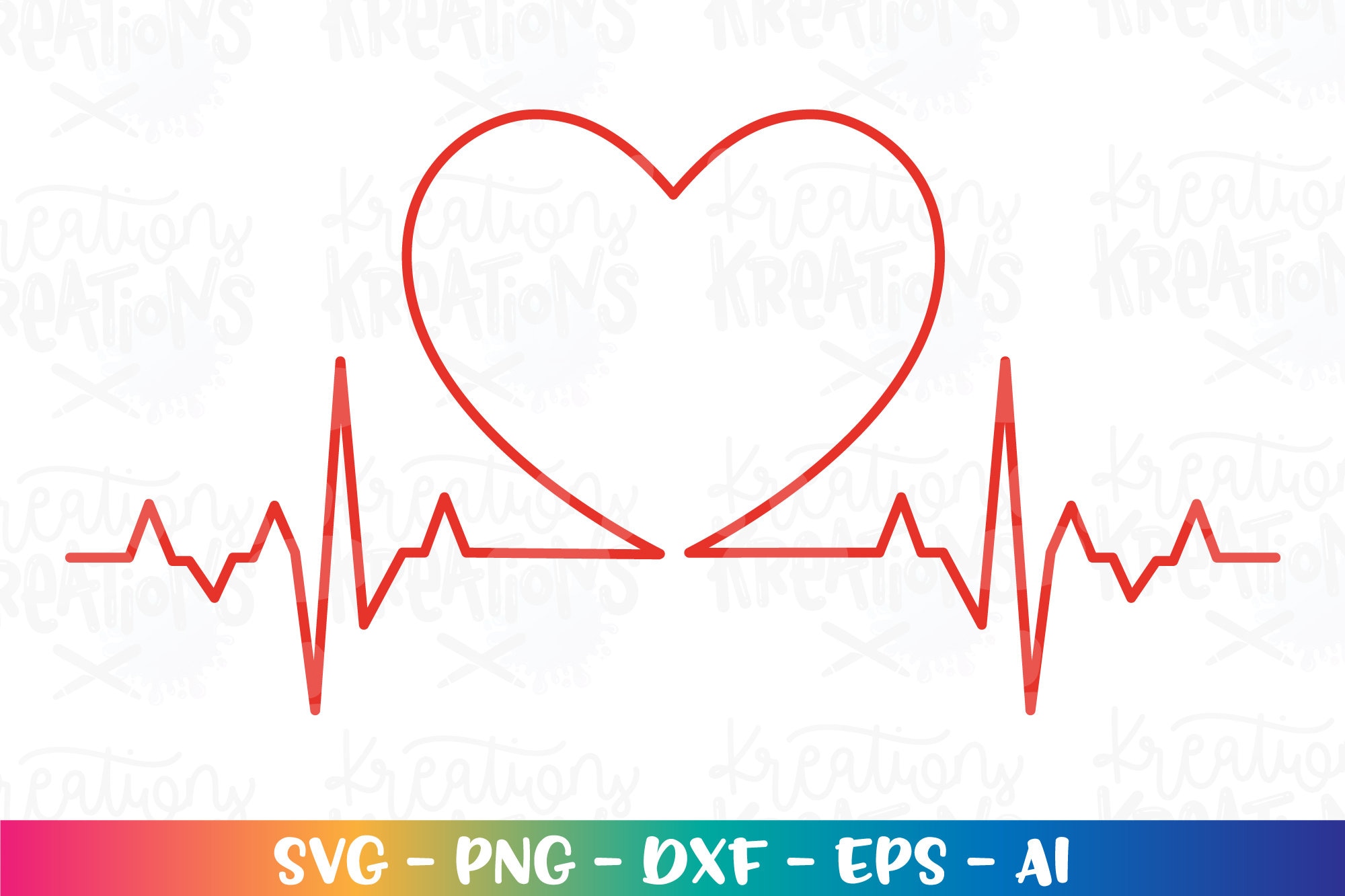 Love Heart Heartbeat Svg Heartbeat Valentine's Day Nurse Cut File Love ...