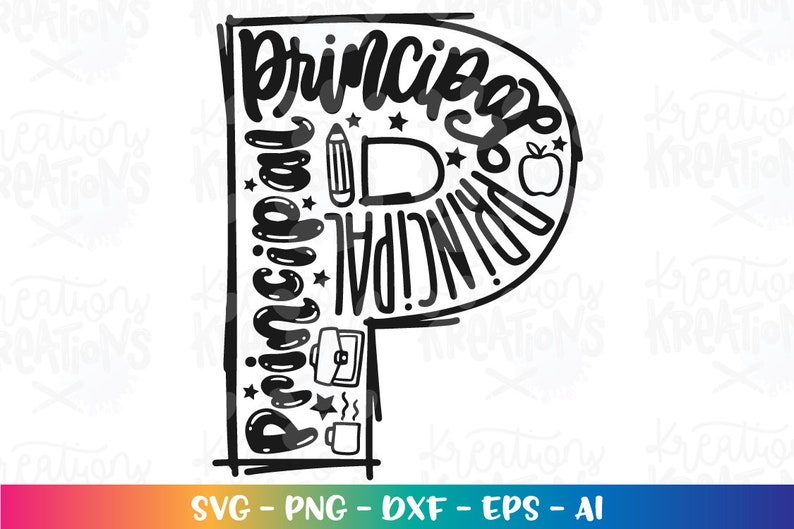 Back to school svg School PRINCIPAL svg hand lettered color | Etsy