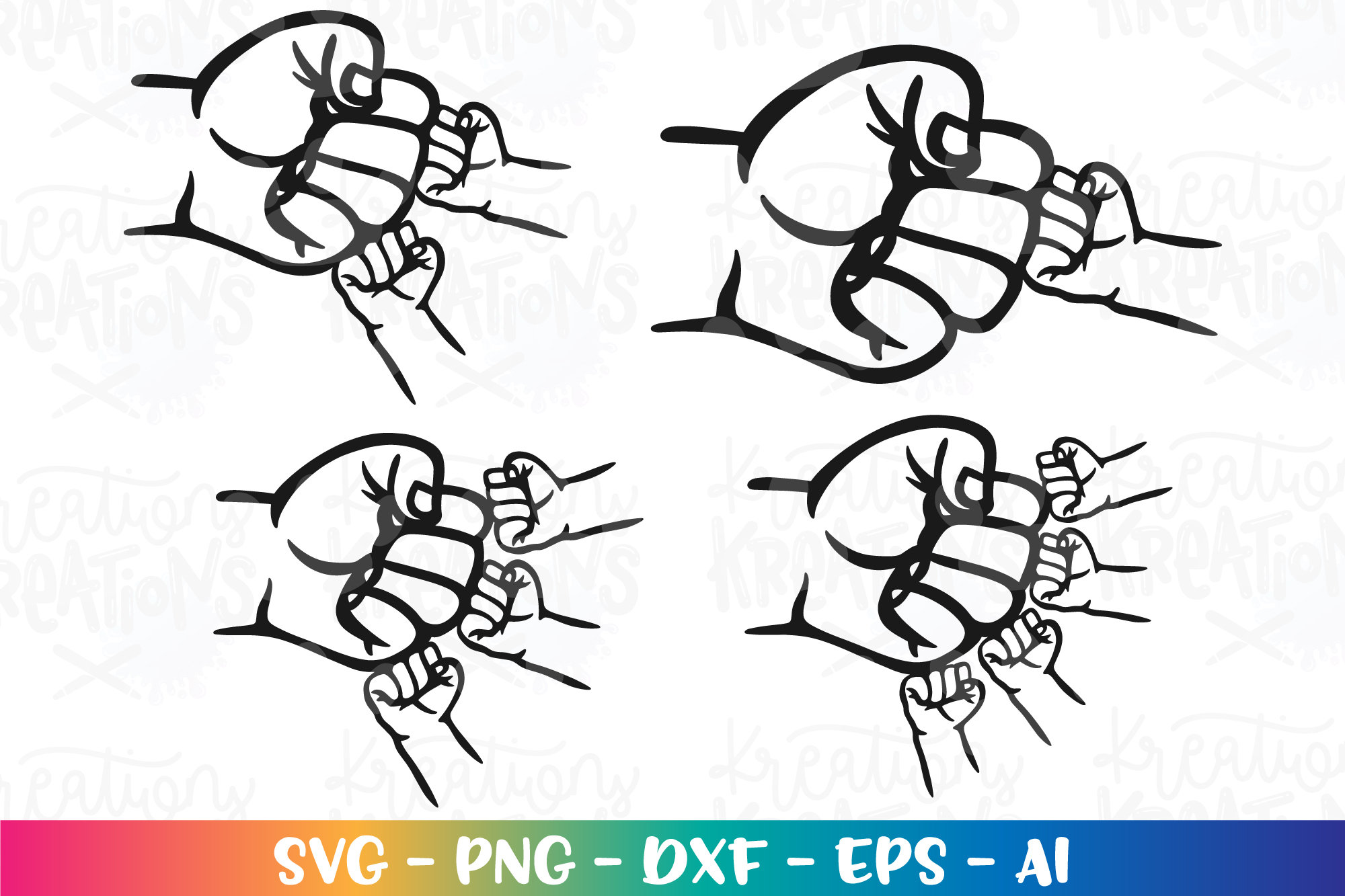 Fist Bump Clipart Svg Father and Daughters Son Papa Grandchildren ...