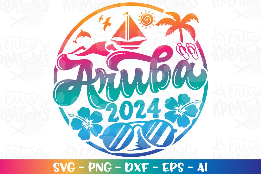 Aruba Svg Summer Beach Emblem Sunshine Spring Break Print Iron on Color ...