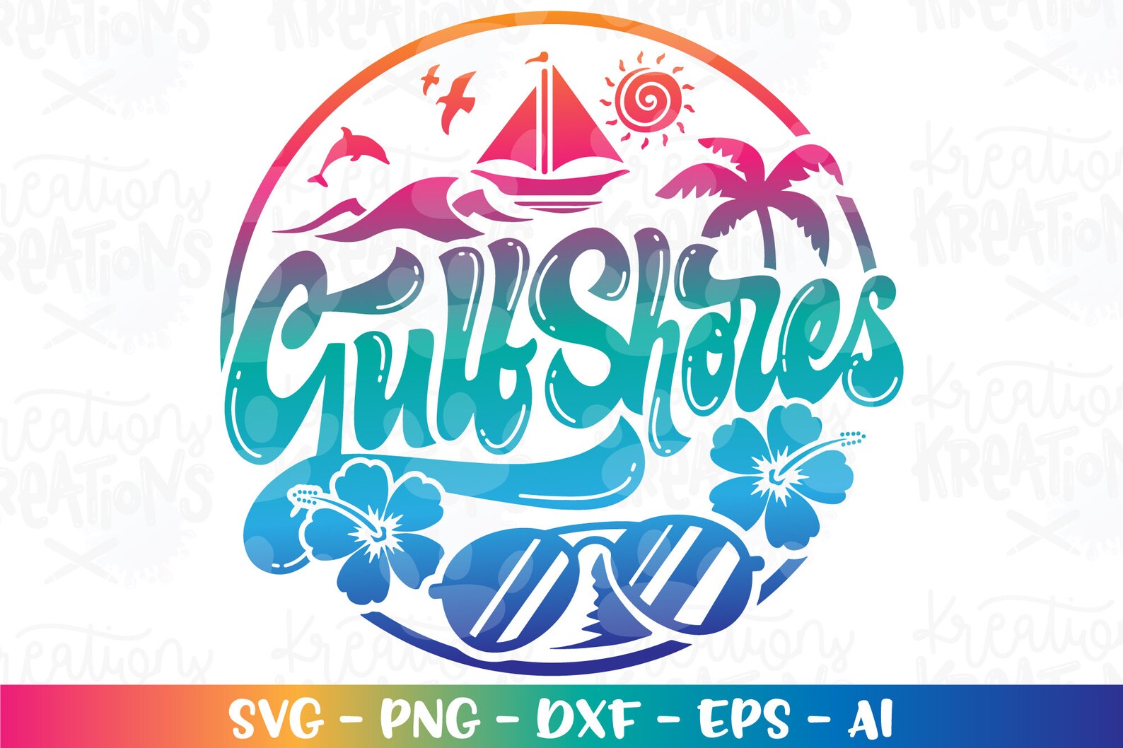 Gulf Shores Svg Summer Beaches Emblem USA Print Iron on Design - Etsy