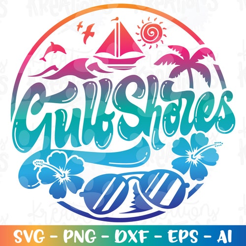 Gulf Shores Svg Summer Beaches Emblem USA Print Iron on Design - Etsy