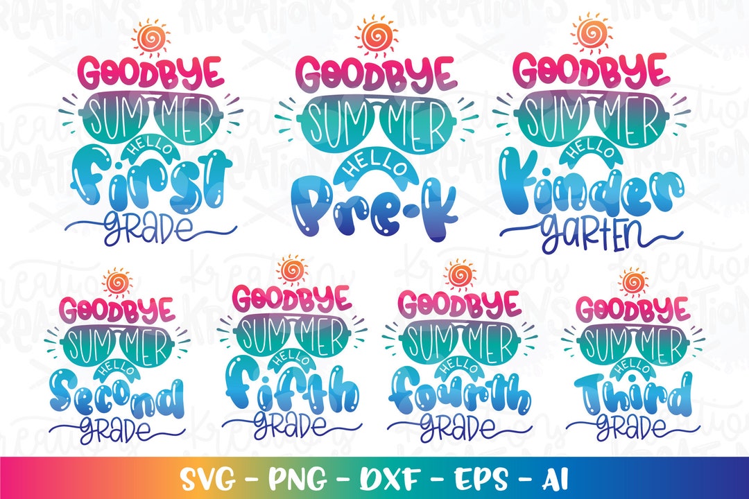 Back to School Bundle Pack Svg Goodbye Summer Hello Kindergarten Pre-k ...