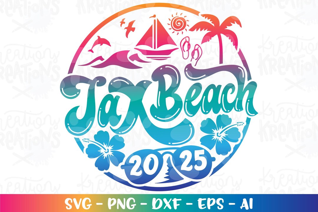 Jax Beach Svg Summer Beach Emblem 2025 Florida Jacksonville Print Iron ...