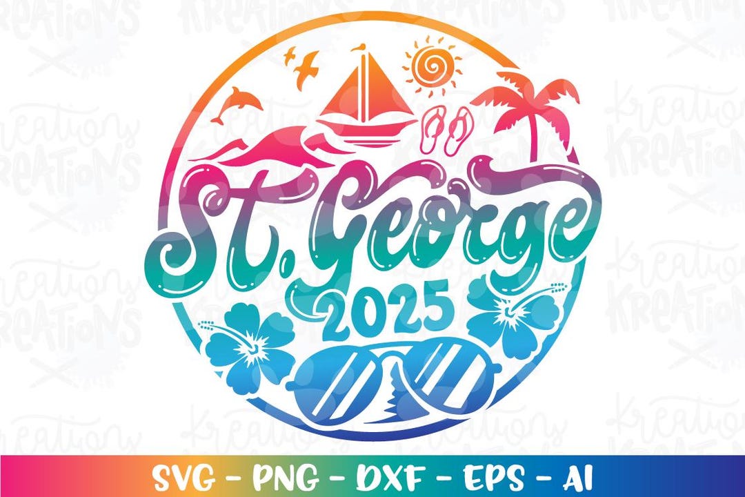 ST GEORGE Svg Summer Beach Emblem Svg Islands Print Decal Iron on Cut ...