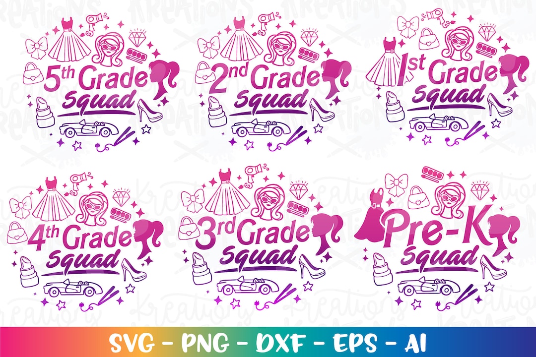 Back to School Bundle Svg 1st-5th Grade Squad SVG Girly Fashion Doll ...