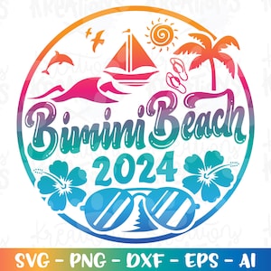 Bimini Beach Svg Bahamas Summer Beach Emblem Svg Hand Drawn Color Print ...