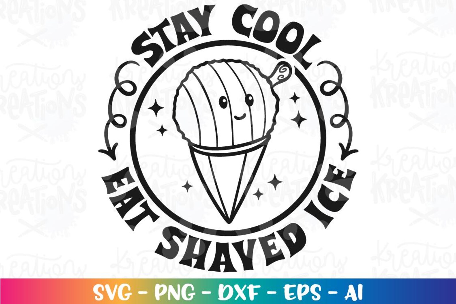 Stay Cool Eat Shaved Ice SVG Snow Cone Shaved Ice Iron on Print Shirt ...