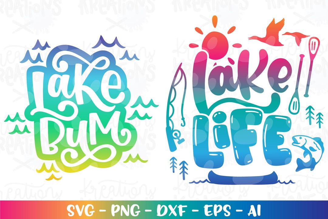 Lake Life Svg Fishing Camping Life Svg Lake Cute Elements Print Iron on ...