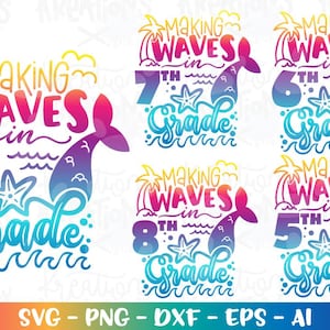 Back to School Bundle Mermaid Svg Making Waves in PREK 1st - 9th Grade ...