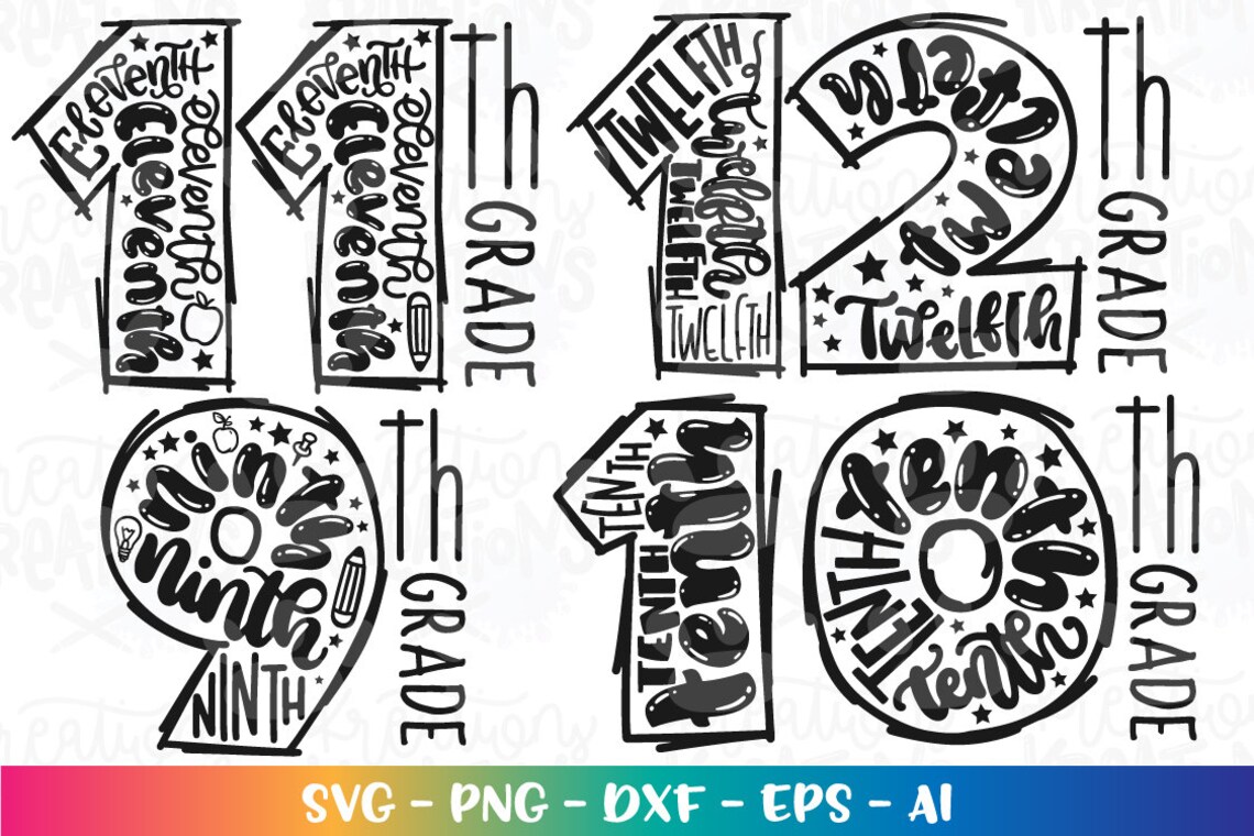 Back to School Bundle Svg 9th 10th 11th 12th Grade School - Etsy