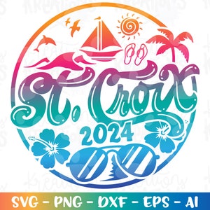 ST CROIX Svg Summer Beach Emblem Svg Islands Caribbean Print Decal Iron ...