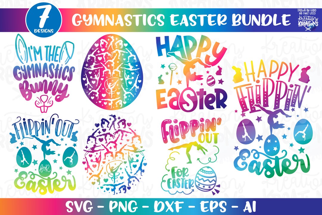 Gymnastics Easter Bundle SVG Happy Easter Flip Flippin' Tumble Egg ...