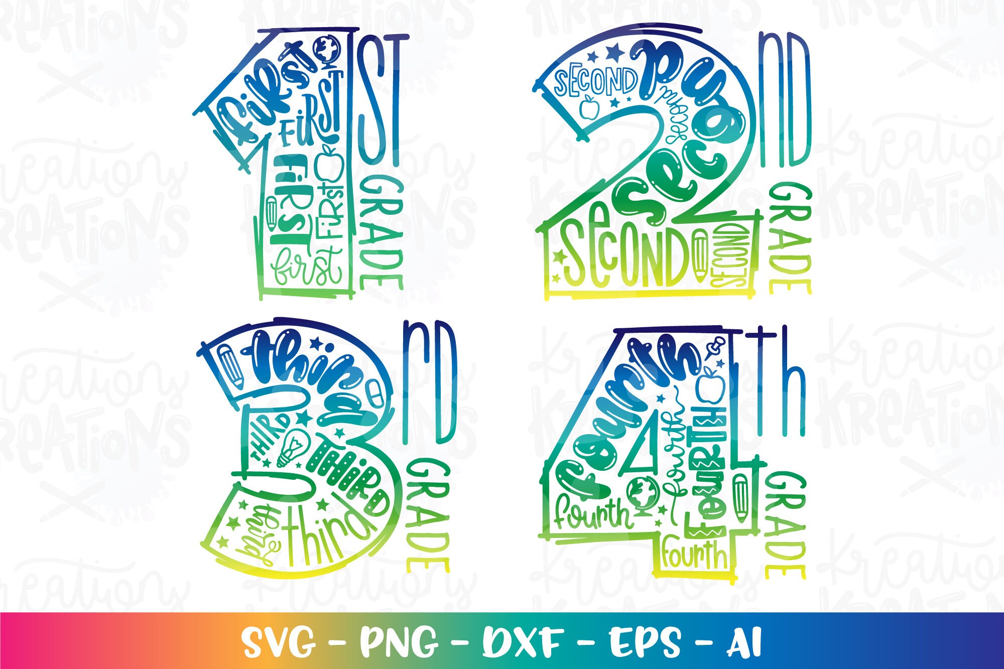 Back to School Bundle Pack Svg Kindergarten Pre-k 1st to 12th - Etsy