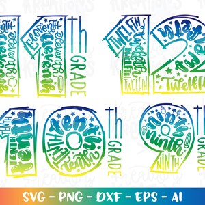 Back to School Bundle Pack Svg Kindergarten Pre-k 1st to 12th Grade ...