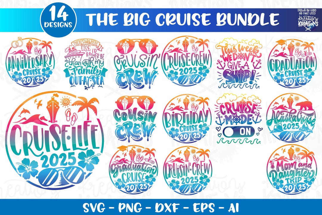 The Big CRUISE SHIP BUNDLE Svg Cruisin' Cruise Shirt Print Color Decal ...