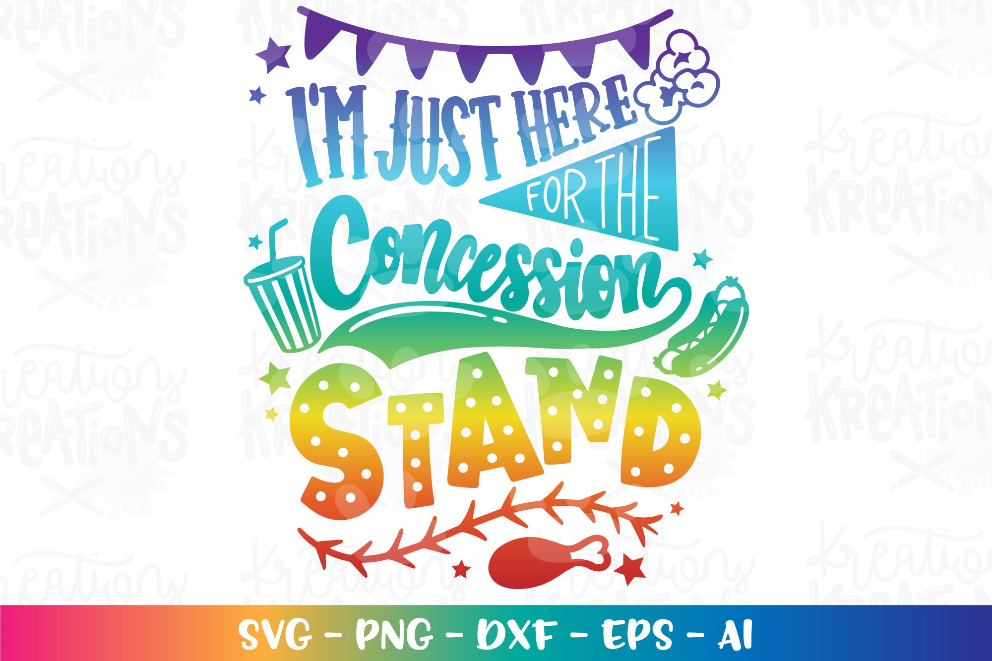 I'm Just Here for the Concession Stand Svg Baseball Svg Hand Lettered ...