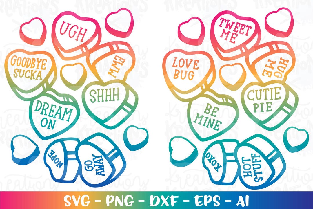 Candy Hearts SVG Rejection Sayings Love Sayings Valentine's Day Funny ...