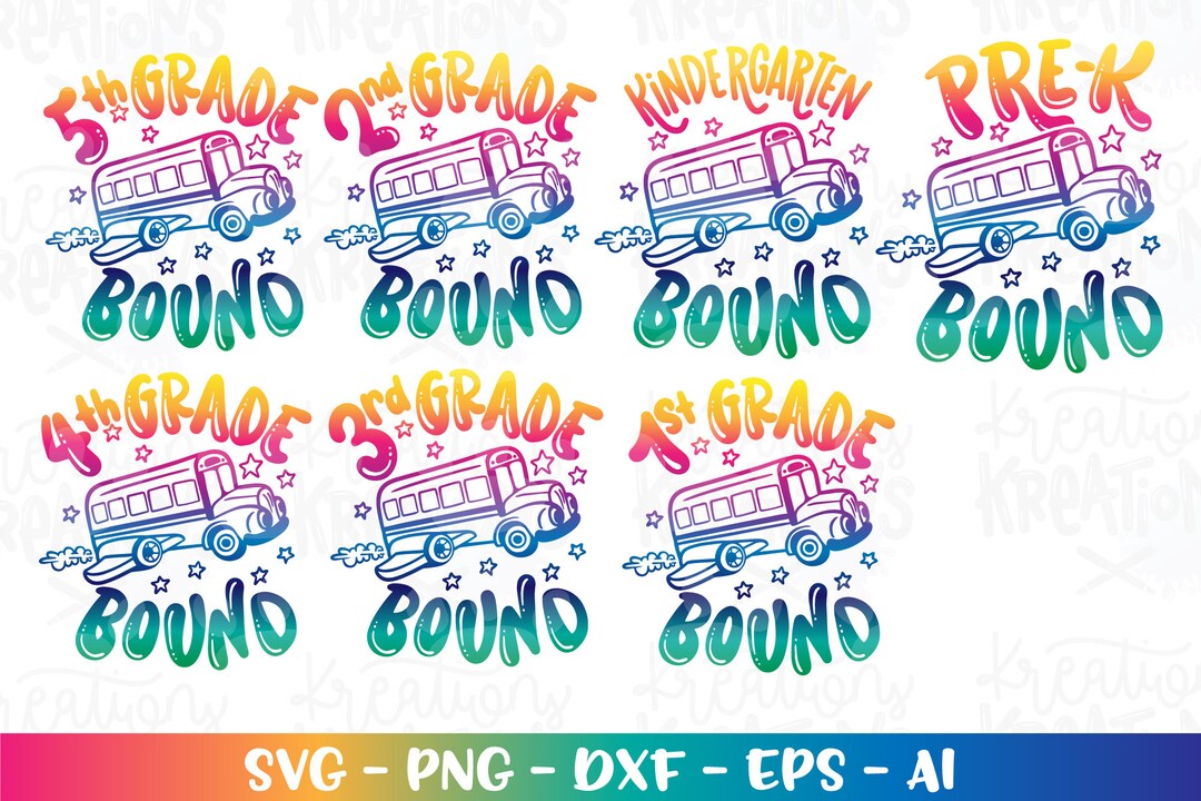 Back to School Bundle Svg Prek to 5th Grade Bound Svg Flying School Bus ...