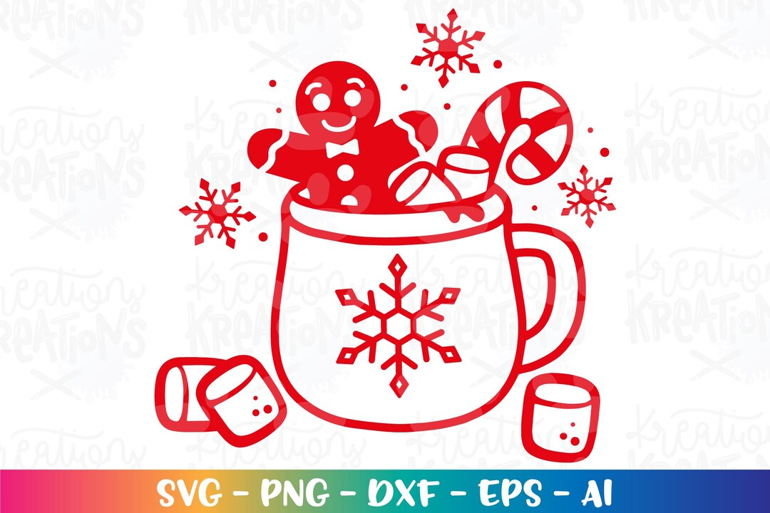 Hot Cocoa Gingerbread Clipart SVG Christmas Cute Chocolate Mug With ...