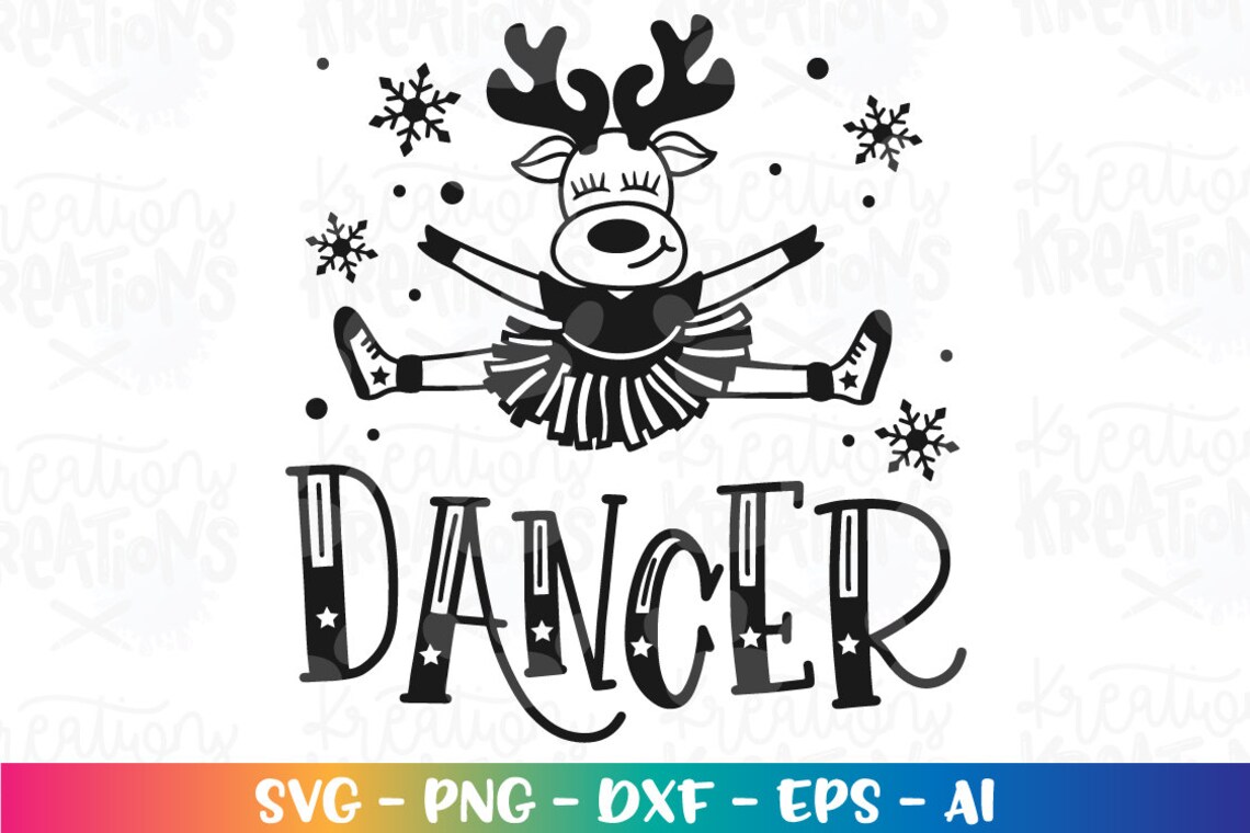 Dancer Prancer Reindeer Clipart Cute SVG Gymnastics Christmas Print ...