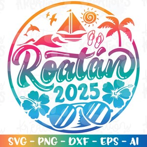 Roatan Beach Svg Summer Beach Emblem Svg Caribbean Print Decal Iron on ...