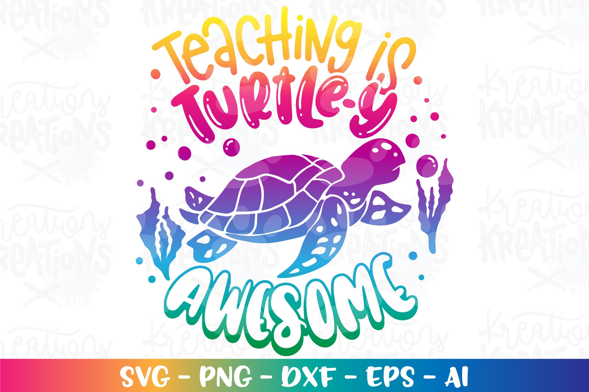 Teaching is TURTELY Awesome Svg Sea Turtle Beach Cute Quote - Etsy