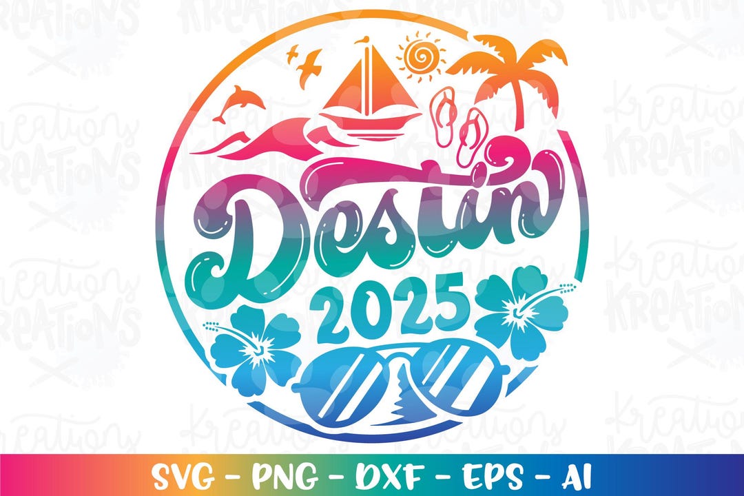 Destin Beach Svg Summer Beach Emblem Svg Vacation Print Decal Iron on ...