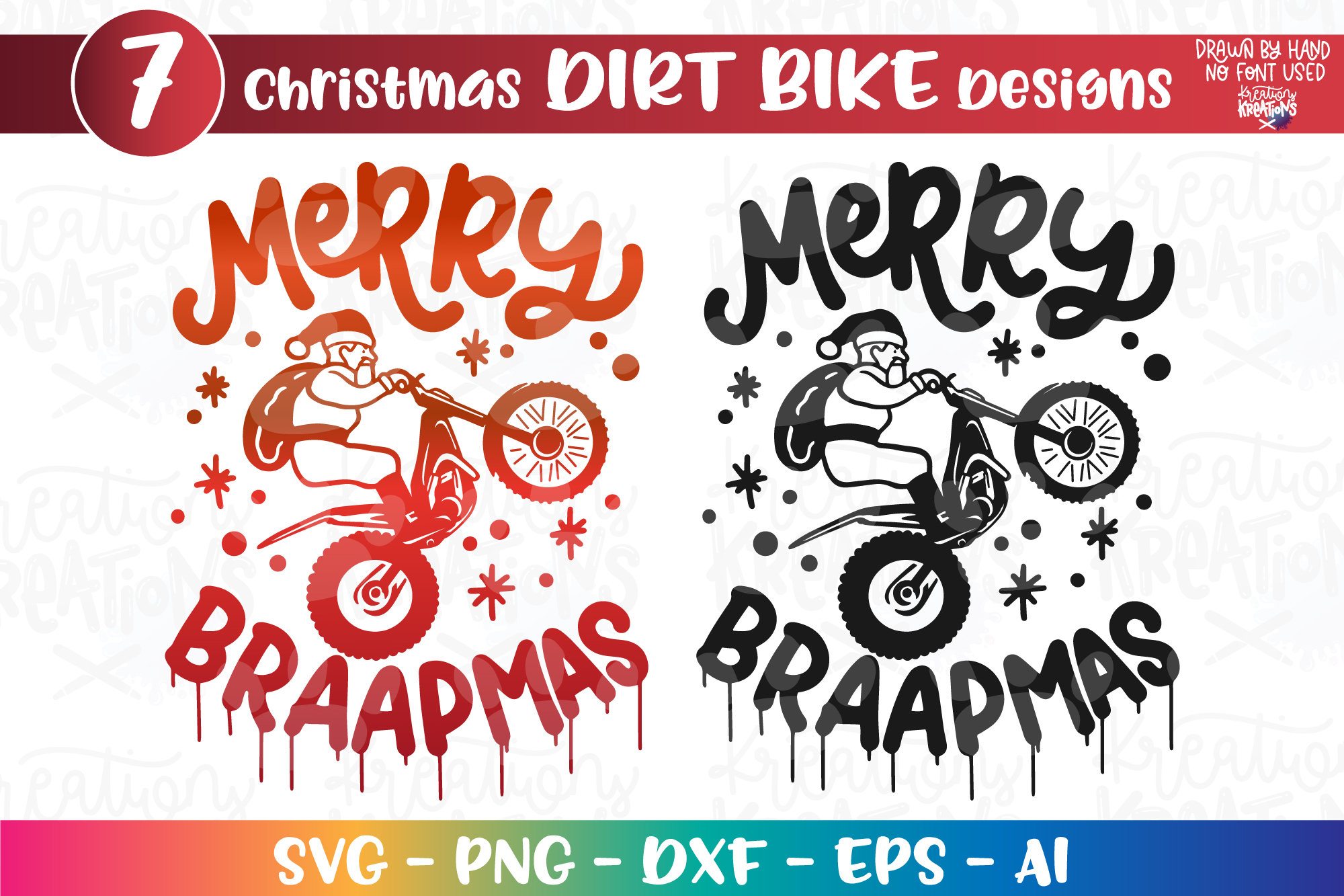 Christmas Dirt Bike Bundle SVG 7 Designs Motorcross Braap - Etsy