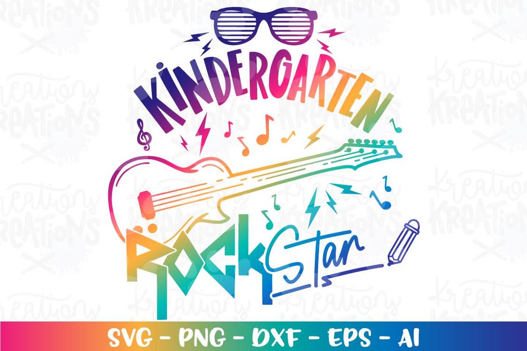 Kindergarten Rock Star SVG Teacher Rocks Electric Guitar Kids School ...