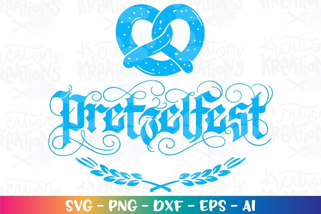 PRETZEL FEST Oktoberfest Logo SVG Emblem Design Swirls Hand Drawn Print ...