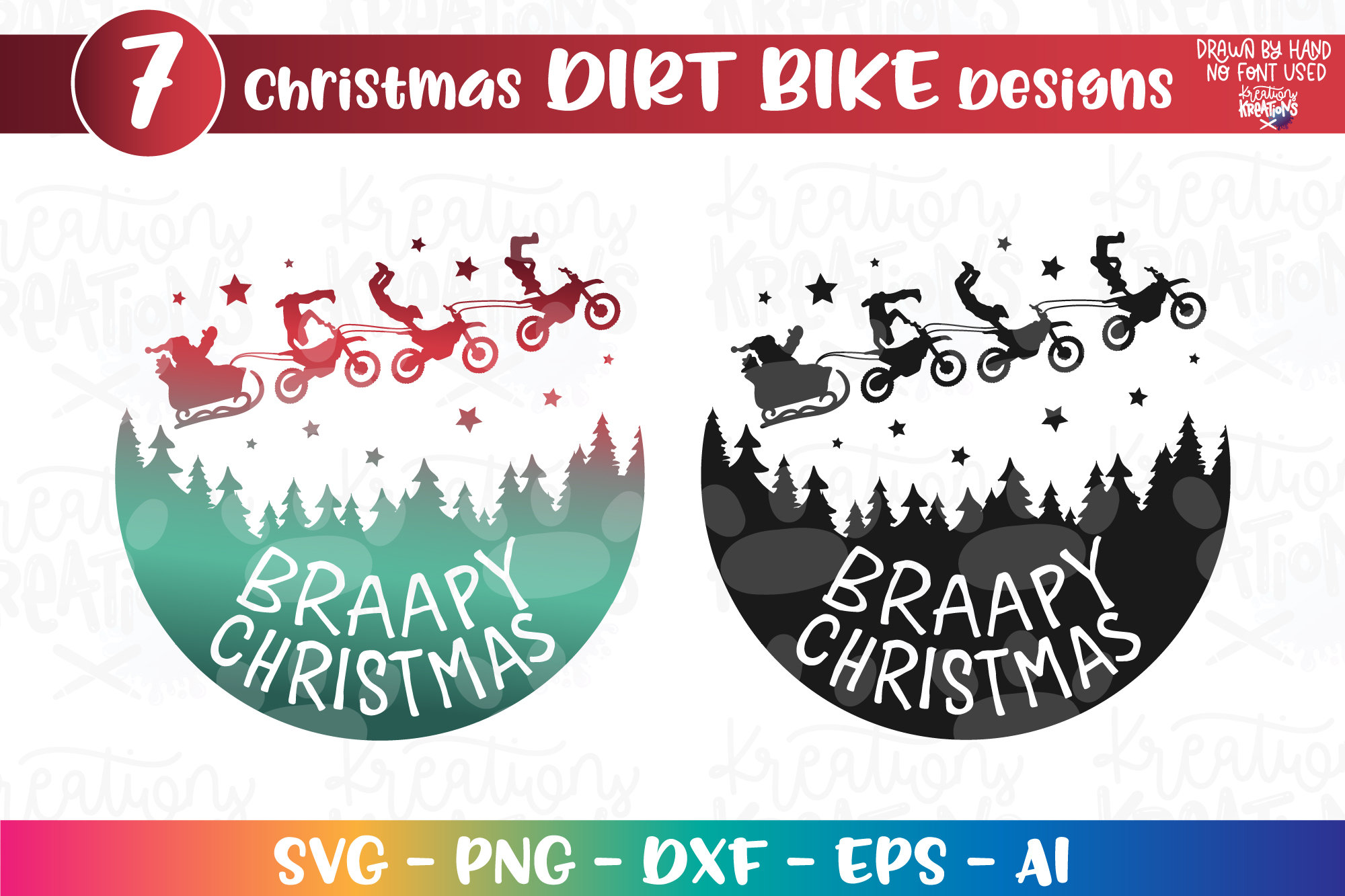 Christmas Dirt Bike Bundle SVG 7 Designs Motorcross Braap - Etsy