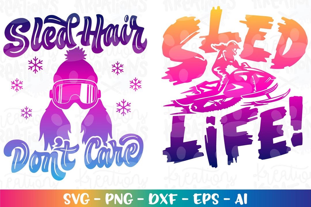 Sled Life Svg Clipart Snow Mobile Girl Winter Svg Snowmobile Christmas ...