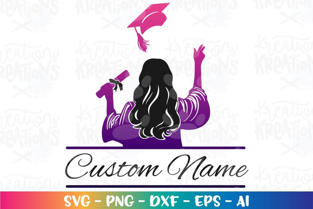 Customize Graduation Girl Grad SVG Personalize Custom Name Silhouette ...