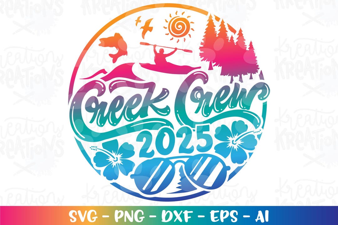 Creek Crew Svg Kayak Svg Lake Life Svg Sports Kayaking Fish Bass Print ...