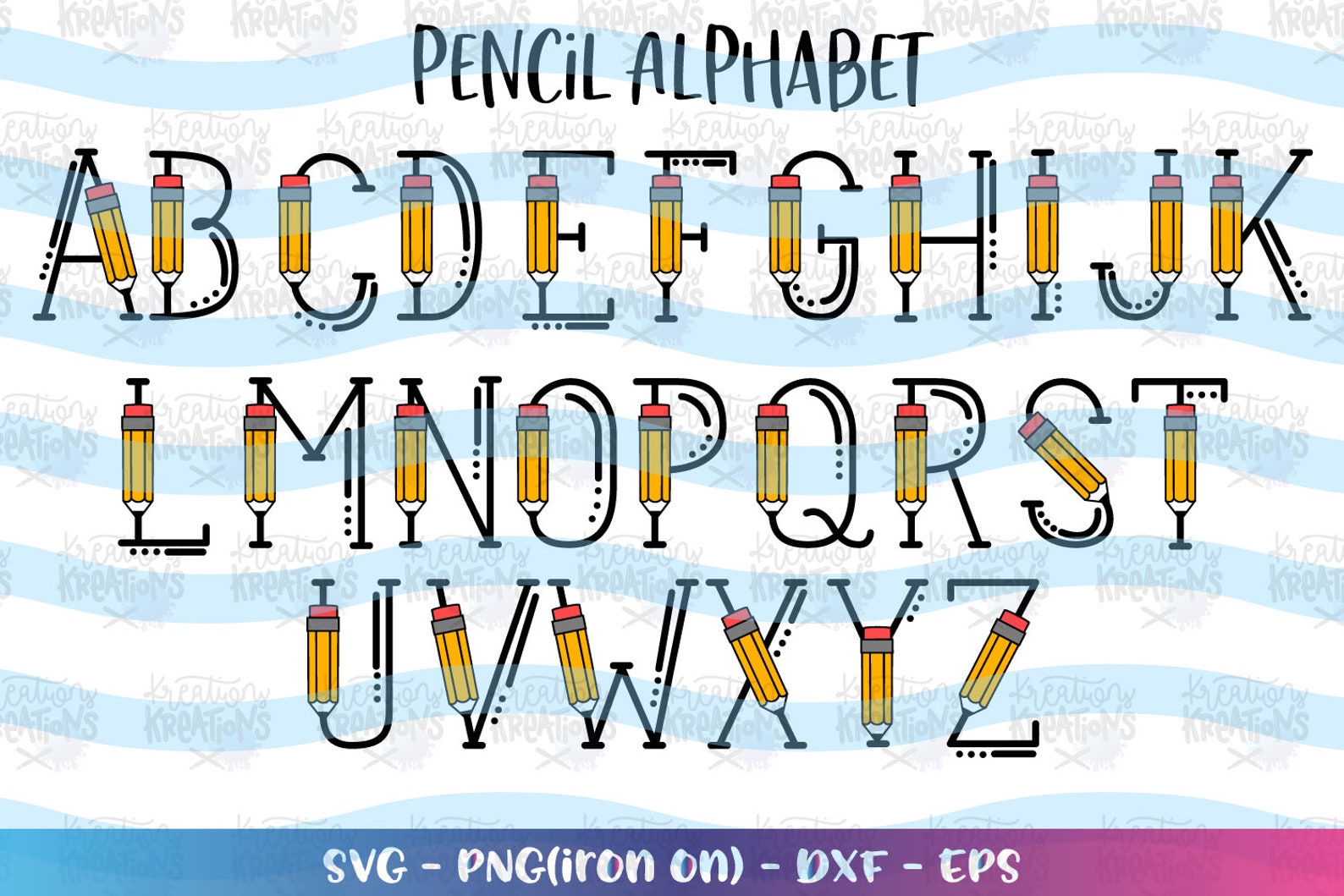 Pencil Alphabet Letters Font Svg School Teacher Theme Letters | Etsy