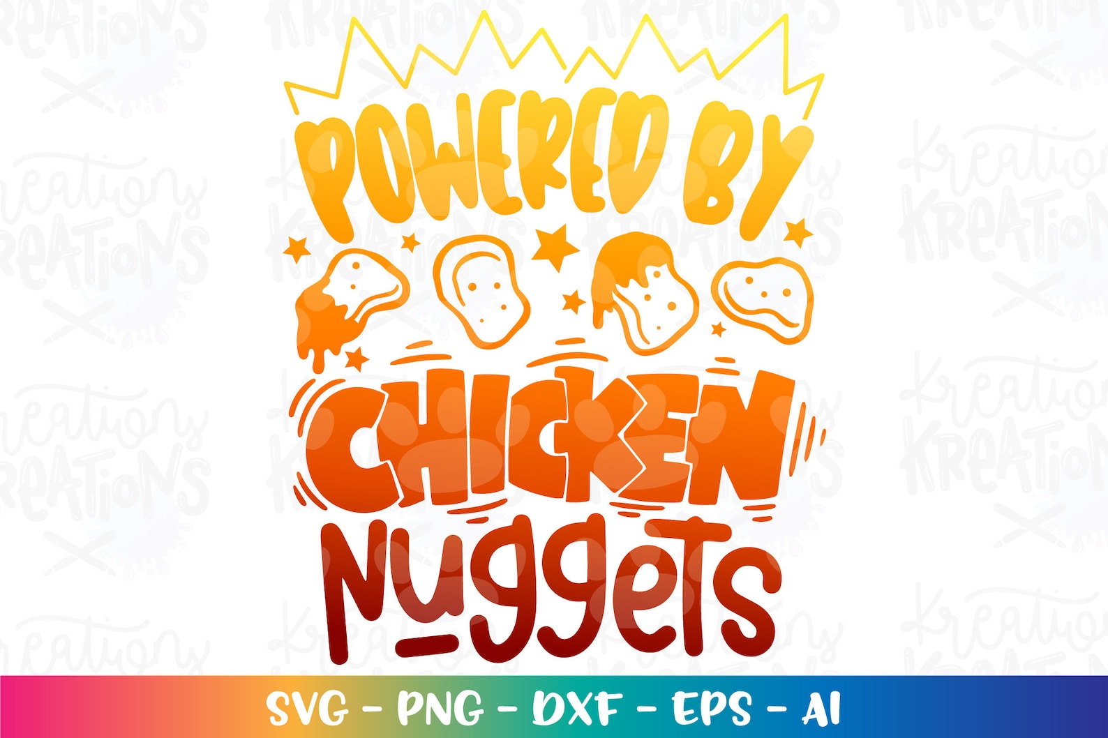 Powered by Chicken Nuggets Svg Snacks Girl Boy Iron on Print Color ...