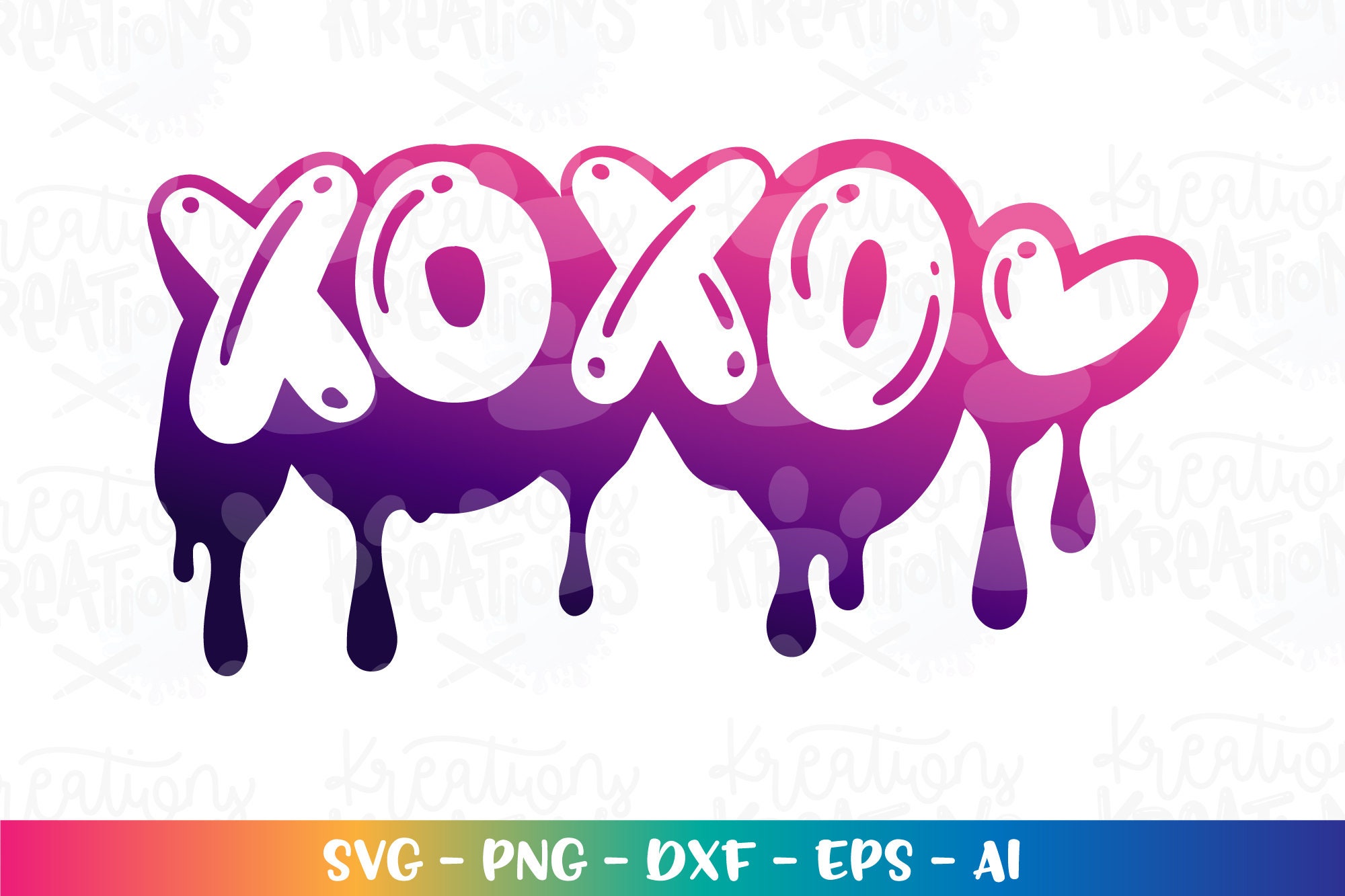 XOXO Svg Valentine's Day Girly Drip Heart Printable Iron - Etsy