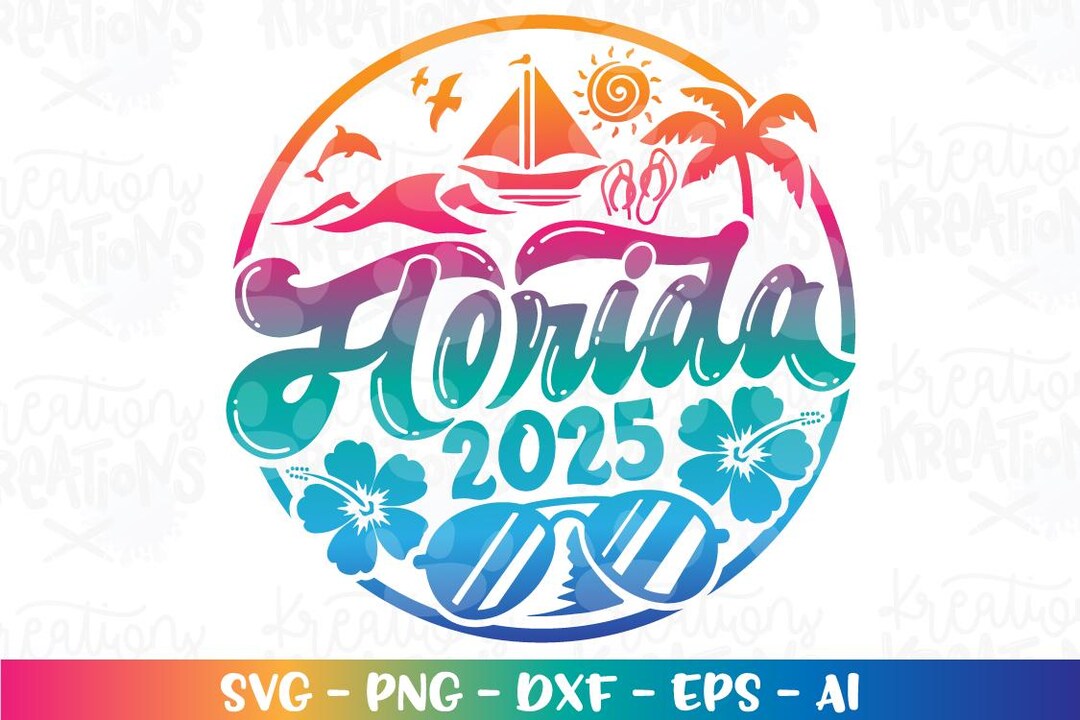 Florida Svg Summer Beach Emblem 2025 Florida Spring Break Print Iron on ...