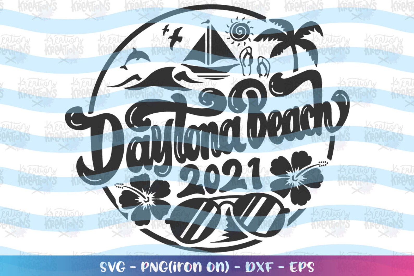 Daytona Beach svg Summer Beach emblem 2021 Florida print iron | Etsy