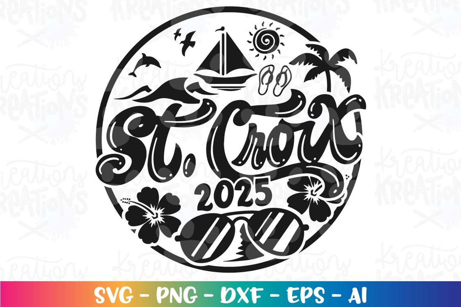 ST CROIX Svg Summer Beach Emblem Svg Islands Caribbean Print Decal Iron ...