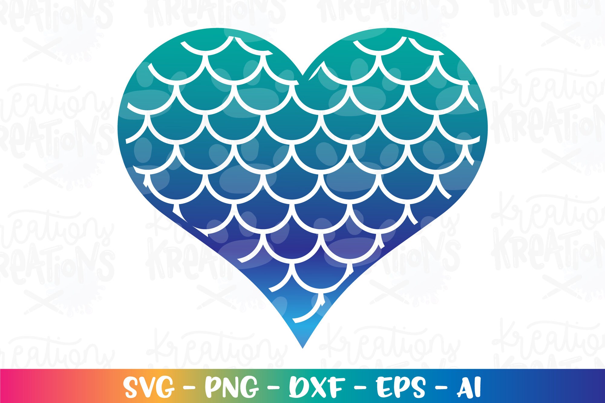 Cute Mermaid Heart SVG / Fish Scale SVG Cut Cuttable Cutting - Etsy