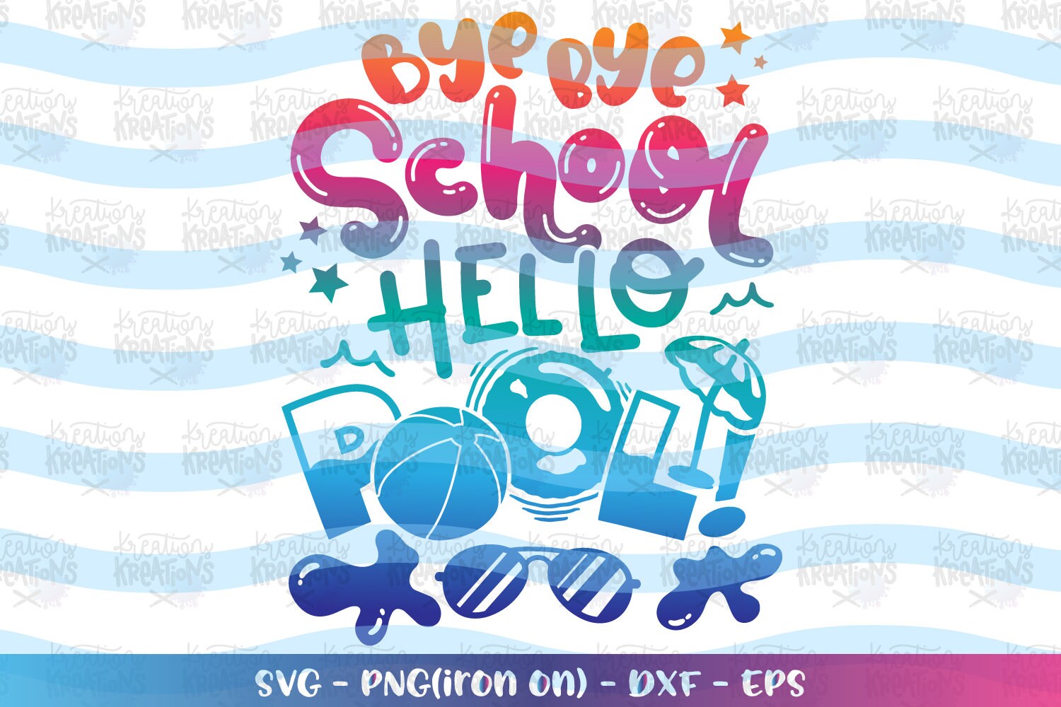 Bye Bye School Hello Pool svg summer pool cute svg last day | Etsy