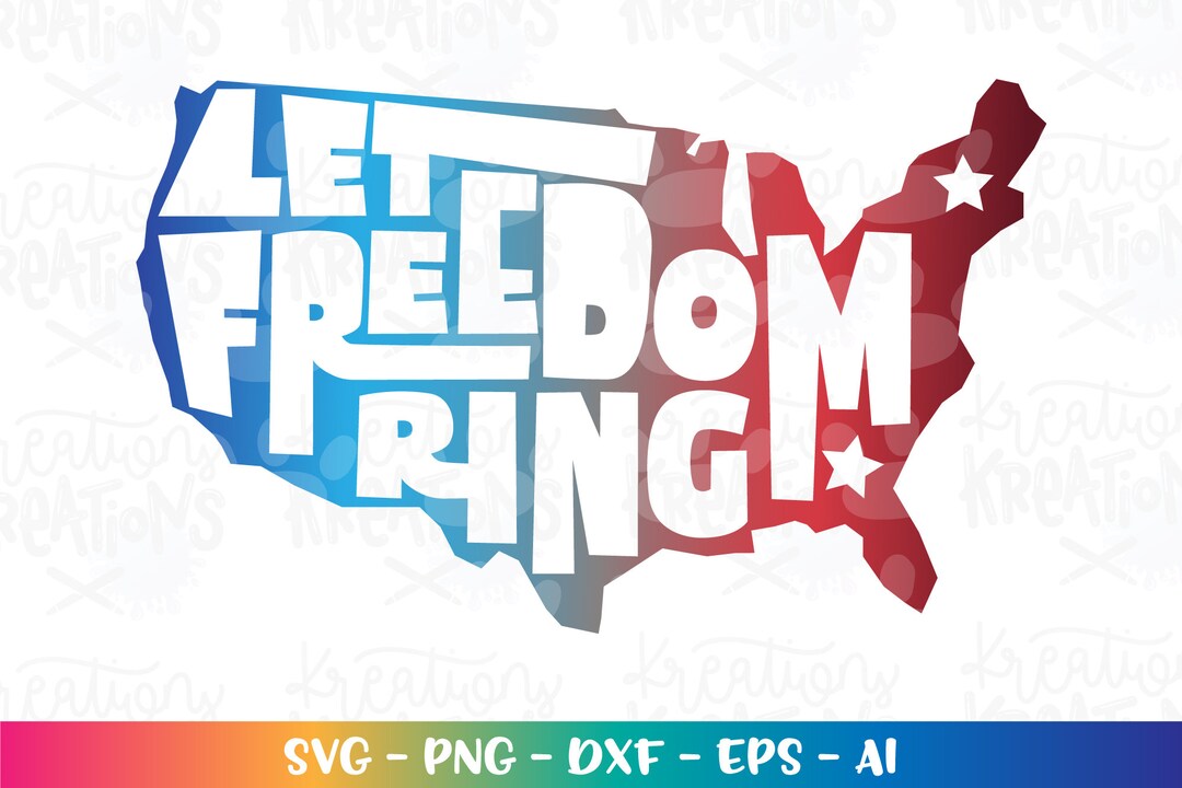 Let Freedom Ring Svg USA America Merica Hand Drawn Map Decal Print Svg ...