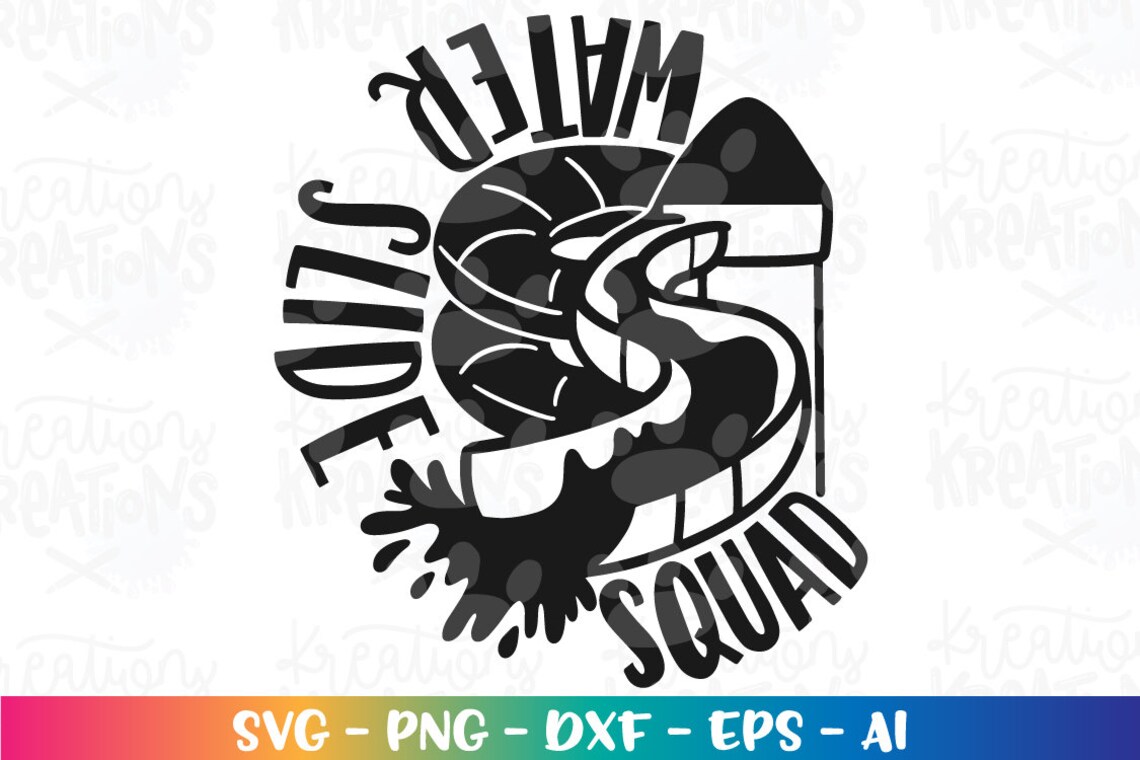 Water Slide SQUAD Svg Official Water Slide Tester Summer Cute Kids Aqua ...